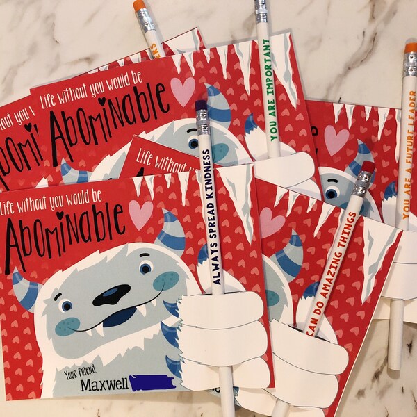 Valentines Freezer Pop Yeti Card INSTANT DOWNLOAD Valentine Printable ...