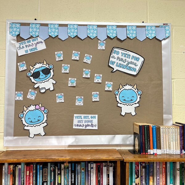 January Bulletin Board | Yeti New Years Bulletin Board Kit - Etsy