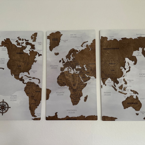 World Map Push Pin Wall Art With FREE Pins, Cork World Map Board ...