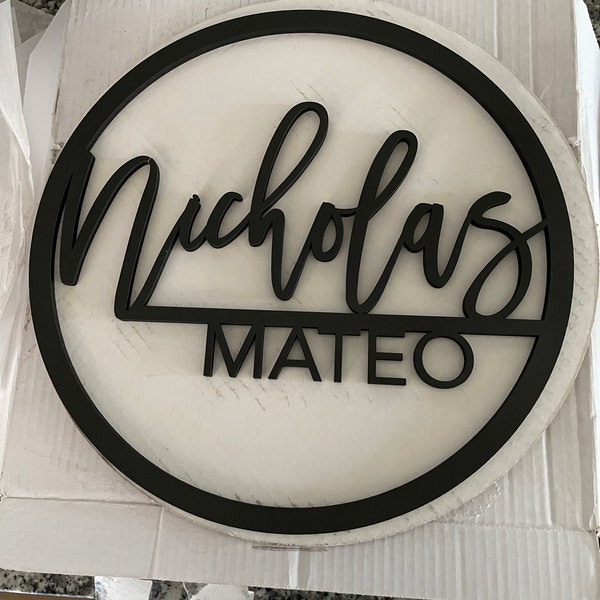 Custom Baby Name Sign, Round Baby Name Sign, Nursery Sign, Nursery ...