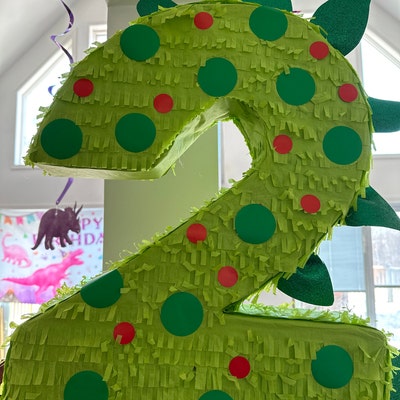 20'' Tall Number Two Pinata Second Birthday Pinata Bright Green ...