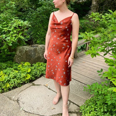 Slip Dress Pattern, Cowl Neck Dress Sewing Pattern, Bias-cut Dress ...