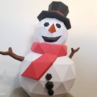 Papercraft 3D Snowman PDF, SVG Template Christmas Snowman for DIY ...