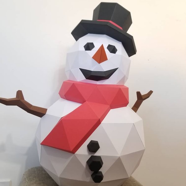 Papercraft 3D Snowman PDF, SVG Template Christmas Snowman for DIY ...