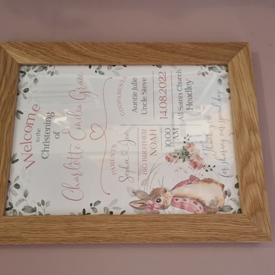Flopsy Rabbit Personalised Welcome Sign Christening Sign, Baptism Kids ...