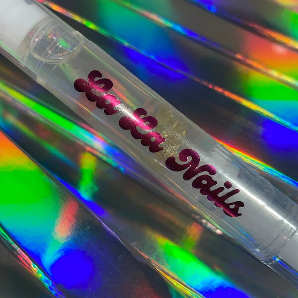 60 (1.75x0.66") Clear Foil Labels Personalized Cuticle Pen, Lash ...