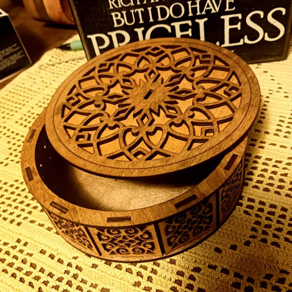 6 Different Patterned Decorative Round Box Laser Cut Svg Files, Laser ...