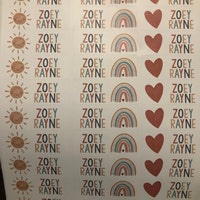 30 Personalized Watercolor Rainbow and Sun Name Labels Waterproof Name ...