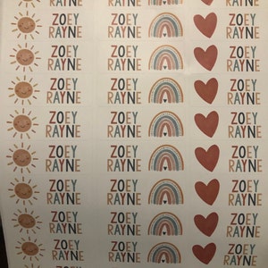 30 Personalized Watercolor Rainbow and Sun Name Labels Waterproof Name ...