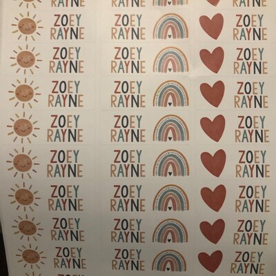 30 Personalized Watercolor Rainbow and Sun Name Labels Waterproof Name ...