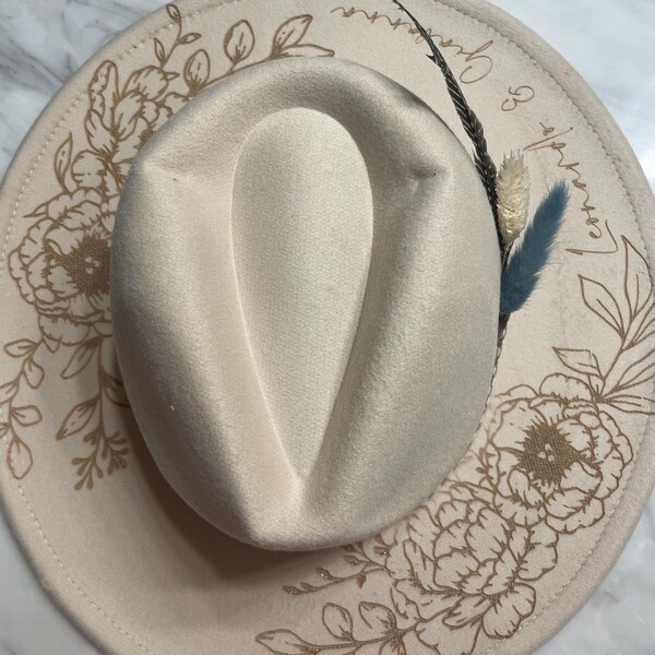 Floral Burned Hat, Floral Engraved Cowboy Hat, Sunflower Hat, Sunflower ...