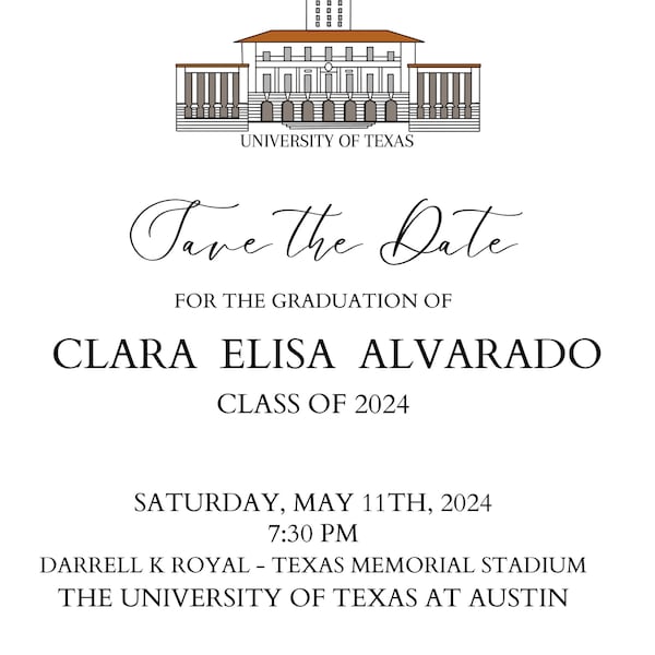 University of Texas Graduation Party Invitation Template, Minimalist ...