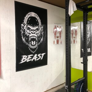 Gorilla Beast Banner Home Gym Decor Large Quotes Wall Art Motivational ...
