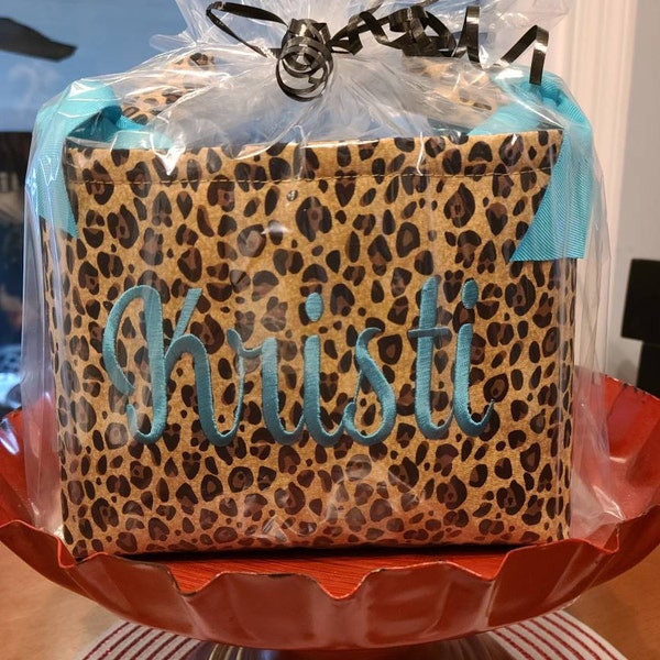 Leopard / Cheetah Fabric Basket Bucket- Easter Basket - Personalization ...