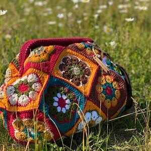Mustard Based Colorful Granny Square Boho Market Bag and All Day Purse ...