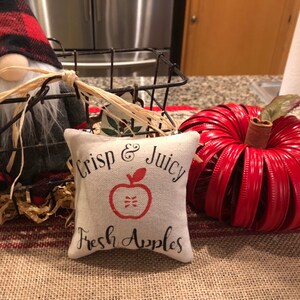 Apple Mini Pillows With Black and White Checked Ribbon and - Etsy
