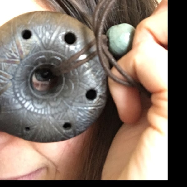 Ceramic Ocarina Raven and Castle. Clay Flute With Hand Engraving in ...