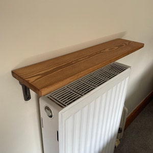 Rustic Solid Wood Radiator Shelf With Raw Steel Brackets Handcrafted ...