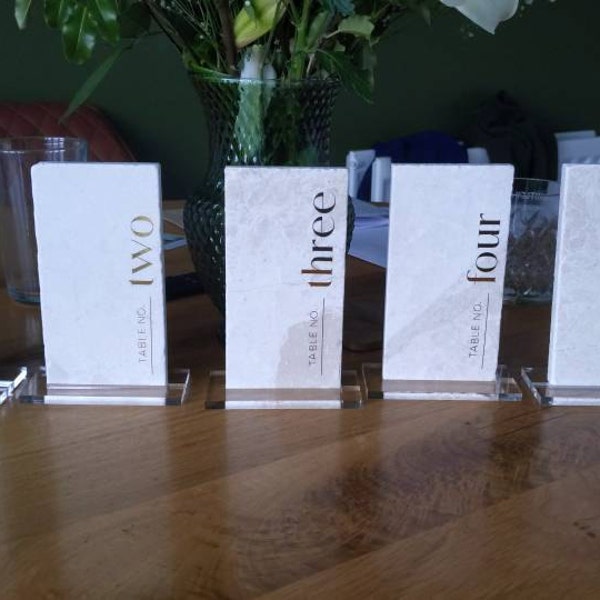Daylight Marble Table Numbers | Wedding Signs | Event Signs | Custom ...