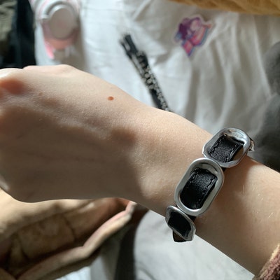 Spiked Skull Wristband Studded Genuine Leather Bling Skull Buckle ...