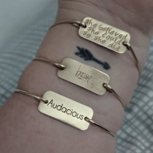 Design Your Own Engraved Bangle Bracelet, Custom Message Jewelry in ...