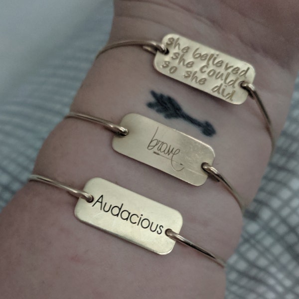 Design Your Own Engraved Bangle Bracelet, Custom Message Jewelry in ...