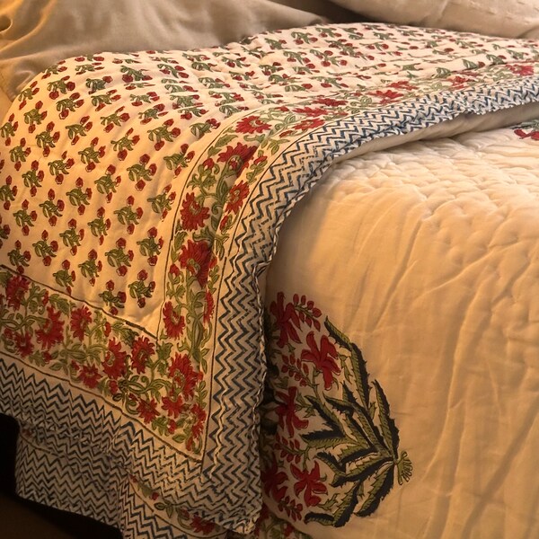 Traditional ‘indian Quilt , Block Print ,light Weight, Queen Size,100% ...