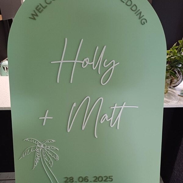 Wavy Whimsical Design Welcome Sign Semi Custom Acrylic Signage Wedding ...