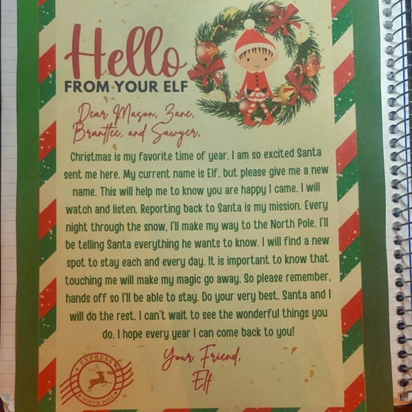 Christmas Elf Introduction Letter, Elf Arrival Letter Printable, First ...