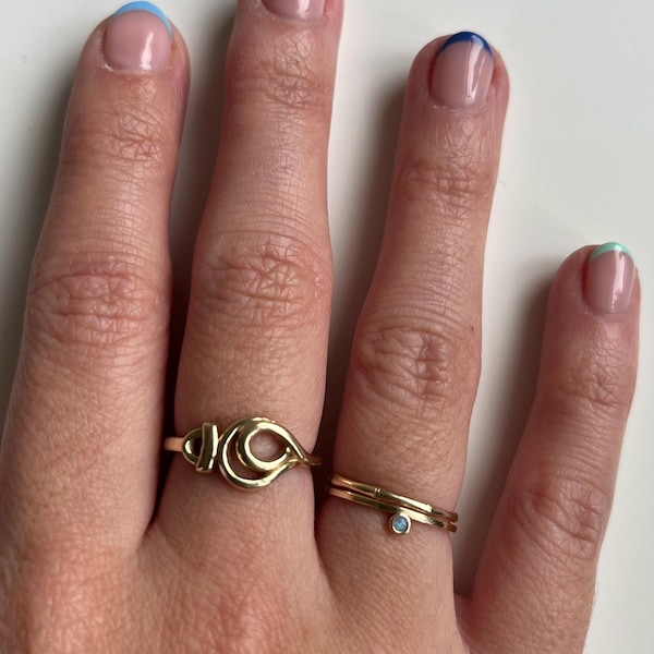 9ct Gold Twist Ring, Solid Gold Stacking Ring, Minimal Dainty Ring ...