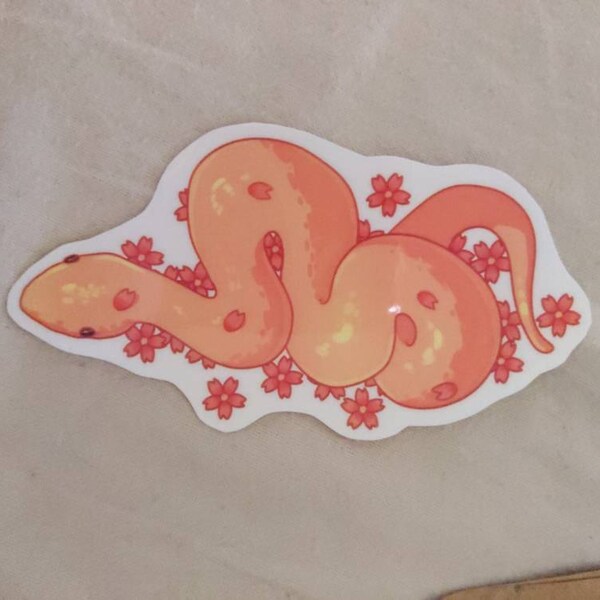 Pink Snake Cherry Blossom Sticker / Vinyl Sticker / Snake / Snake ...