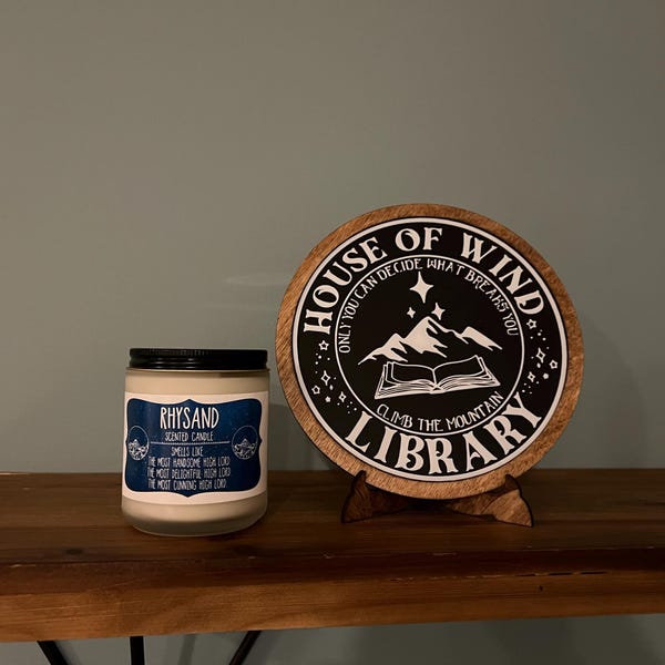 House of Wind Library Acotar Bookshelf Sign Wooden Shelf Sitter With ...