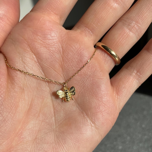 Gold Bee Necklace Dainty Bee Necklace Silver Bee Necklace Bumble Bee ...