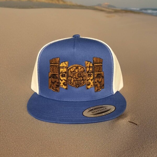 Aztec Mayan Faces Embroidery Design for Caps, Embroidery Files Pes ...