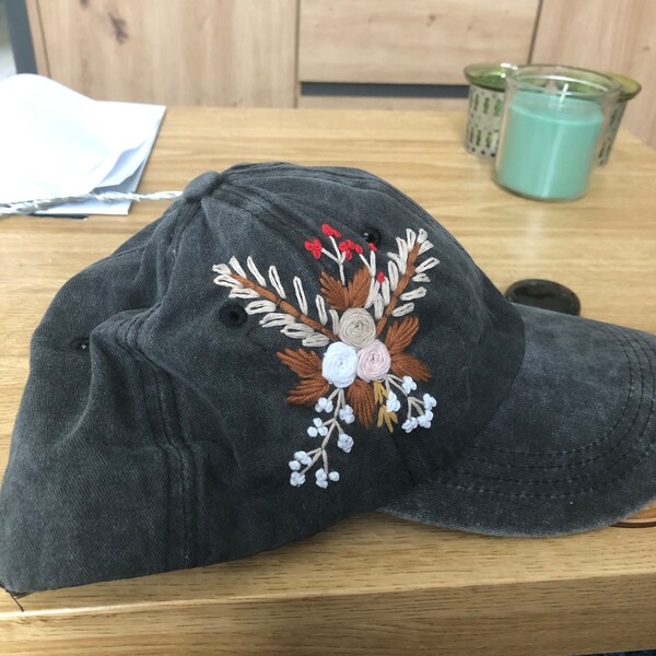 Hand Embroidered 100% Wool Flower French Beret, Winter French Cap ...