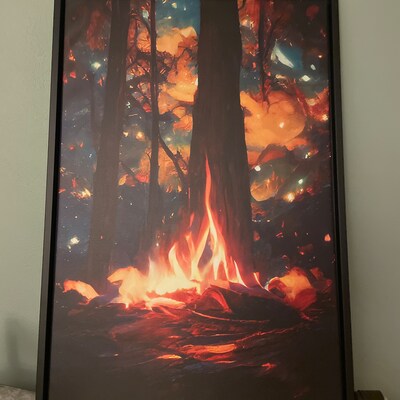 Abstract Campfire Art, Framed Canvas Print, Ready to Hang Framed Wall ...