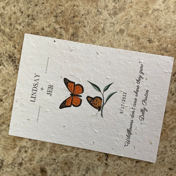 Butterfly Seed Paper Favors for Wedding Shower Birthday or Funeral - Etsy
