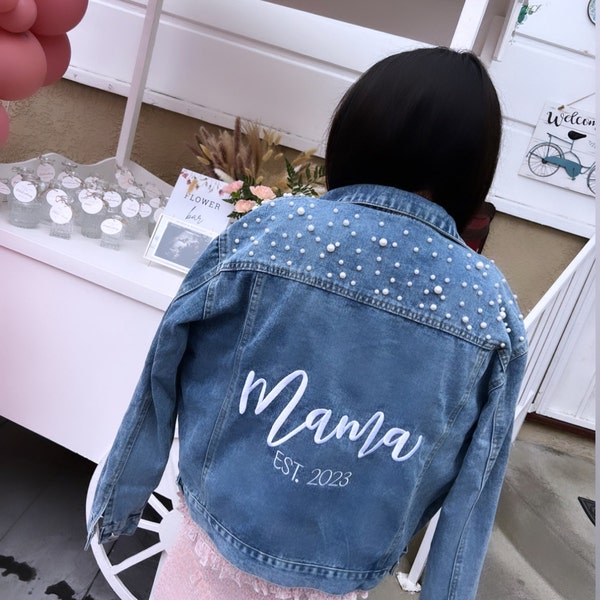 Embroidered Mama Denim Jacket / Mama Jean Jacket / Custom Mama Denim ...