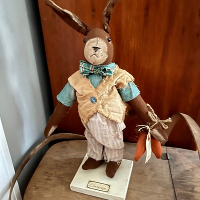 Primitive Standing Girl Bunny With Chick - Etsy