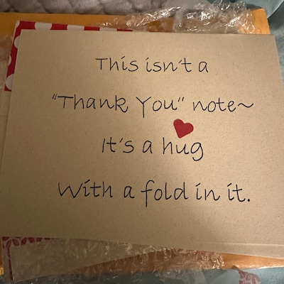 Thank You Note Loving Thank You Card Card With Hug Thank You Hug Thank ...