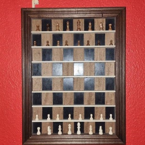 Vertical Chess Set Large Wall Mounted Wooden Game Board Conversation ...