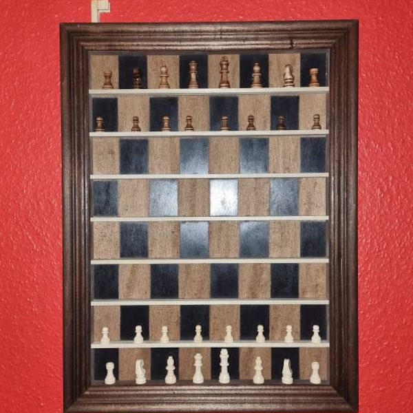 Vertical Chess Set- Large Wall Mounted Wooden Game Board - Conversation ...