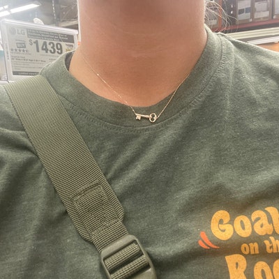 14K Solid Gold Key Pendant Necklace, Small Size detailed Solid Real ...