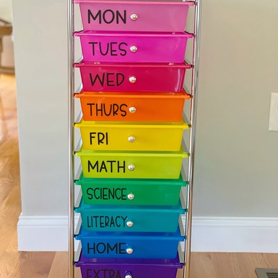 Custom Labels for Rainbow Rolling Teacher Cart / Teacher Drawer Labels ...