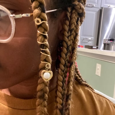 Loc Jewelry Gold W/pearl in Heart Charm Dreadlock Cuff Hair - Etsy