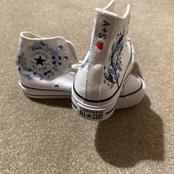 Embroidered Converse Custom Flowers/converse High Tops Embroidered ...
