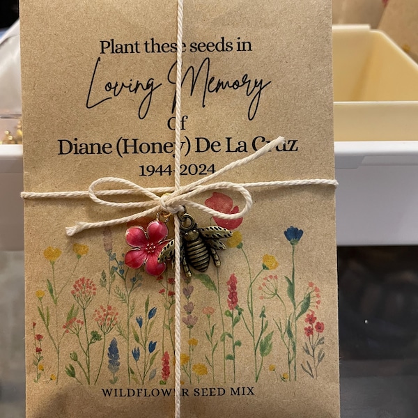 In Loving Memory Wildflower Seed Packet, Memorial Favor, Funeral Packet ...