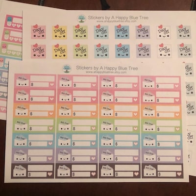Happy Day off Reminder Tracker Cute Kawaii Planner Stickers for Erin ...