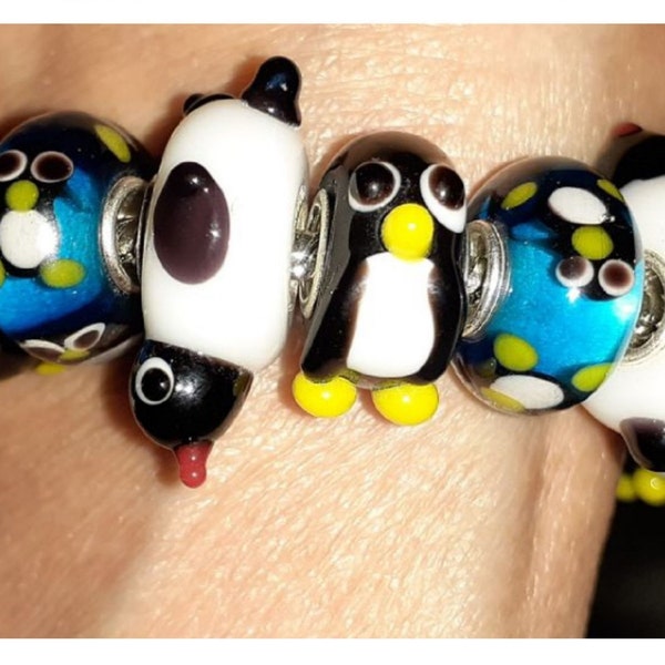 Lampwork Bear Cow Glass Beads Animal Bead Glaze Bead Charm Bracelet DIY ...
