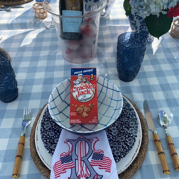 Patriotic Monogrammed Dinner Napkins - Set of Monogrammed Dinner ...